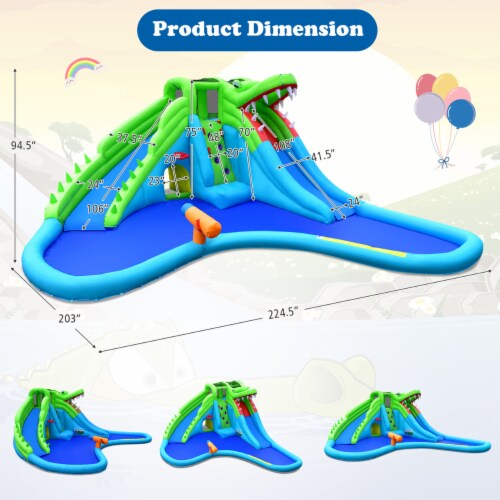 Crocodile Inflatable Water Slide Park Kids Bounce House w/ Dual Slides ... Crocodile Inflatable Water Slide Park Kids Bounce House w/ Dual Slides ...