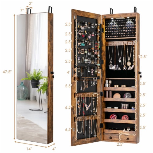 Mounted jewelry armoire with mirror store