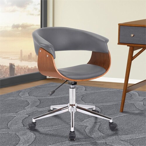 Hawthorne Collections Faux Leather Swivel Office Chair In Gray 1 Kroger