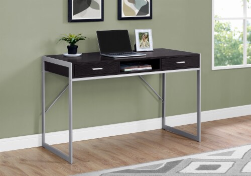 Monarch Specialties I 7366 48 in. Cappuccino Silver Metal Computer Desk 1 Fry s Food Stores
