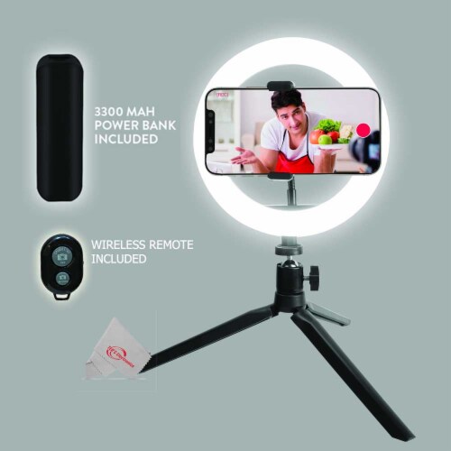 Vivitar 8 Inch Led Ring Light Tripod Mount Stand Power Bank Wireless