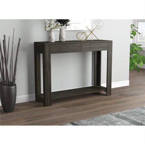 Safdie Co. 40 L 2 Drawers 1 Shelf Console Table in Dark Grey Wood 1 Foods Co