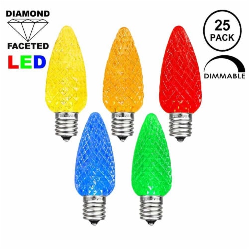 25 Pack C9 Led Outdoor Christmas Replacement Bulbs Multi C9 E17 Base