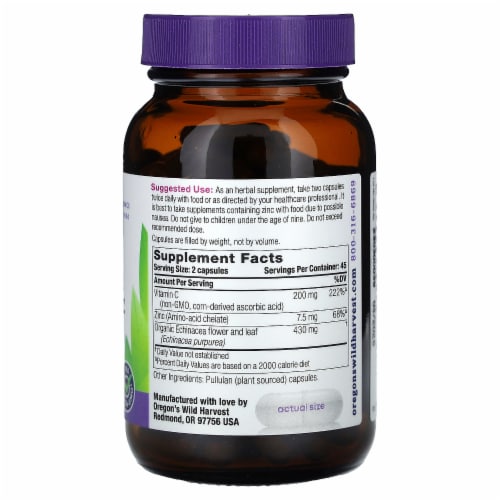 Oregons Wild Harvest Echinacea With Zinc And Vitamin C 90 Vegan