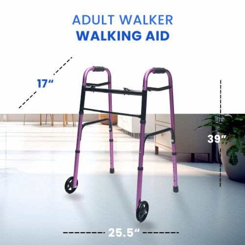 Lumex Everyday Adult Walker Walking Aid with 5 Front Wheels & Glide ... Lumex Everyday Adult Walker Walking Aid with 5 Front Wheels & Glide ...