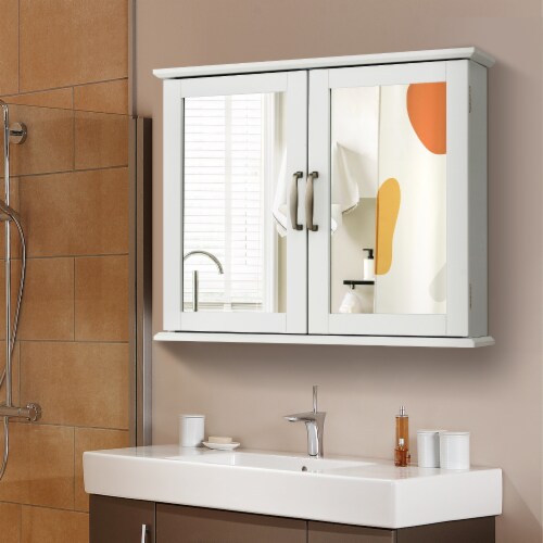Slickblue 2 Tier Bathroom Wall Mounted Mirror Storage Cabinet with Handles 1 unit Gerbes Super Markets