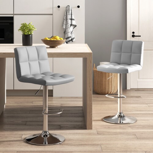 Slickblue Set of 2 Square Swivel Adjustable PU Leather Bar Stools with Back and Footrest 2 Units Fry s Food Stores
