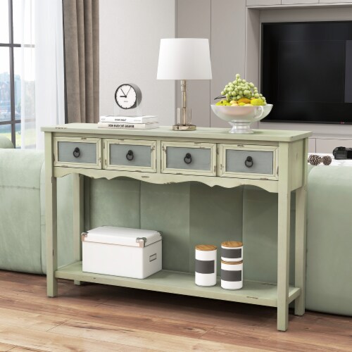 Slickblue 48 Inch Farmhouse Console Table with 2 Drawers and Open Storage Shelf for Hallway 1 Unit King Soopers