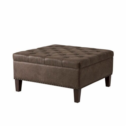 Gracie Mills Farley Button Tufted Square Cocktail Ottoman With Nailhead