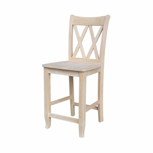 International Concepts Solid Wood Double X Counter Height Stool In