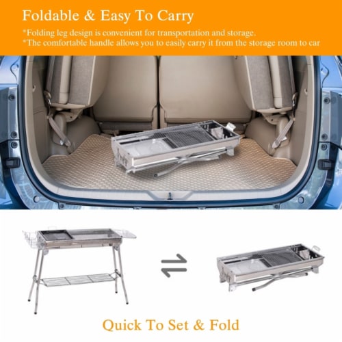 Foldable BBQ Grill Portable Charcoal Barbeque Grill Stainless Steel BBQ ... Foldable BBQ Grill Portable Charcoal Barbeque Grill Stainless Steel BBQ ...