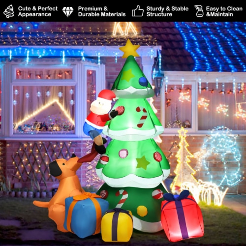 7 Ft Inflatable Christmas Tree Santa Decor W Led Lights Outdoor Yard