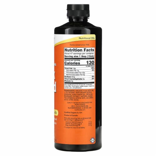Now Foods Certified Organic Flax Seed Oil 24 Fl Oz 710 Ml 24 Fl Oz Kroger