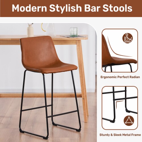Set Of 2 Faux Leather Barstools 26 Or 30 Inch Modern Counter Stool Black Brown 30 30 King Soopers