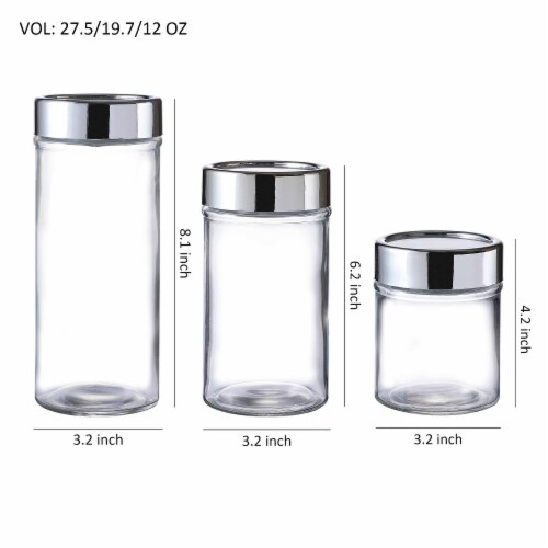 Mini Glass Storage Jars With Airtight Silver Plastic Lids Set Of 3 197 H 1575 L 1378 W Kroger