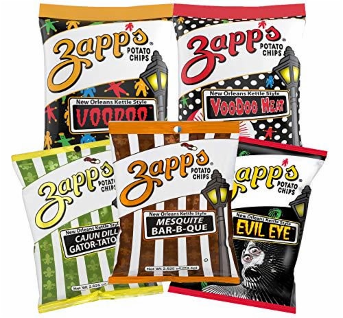 ZAPP S Potato Chips Variety Pack Evil Eye Voodoo Voodoo Heat Mesquite BBQ Cajun Dill Ga 1 Fry s Food Stores
