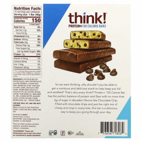 Think Protein Bars Chocolate Chip Snack Bars 10 Count 10 Ct Fred Meyer