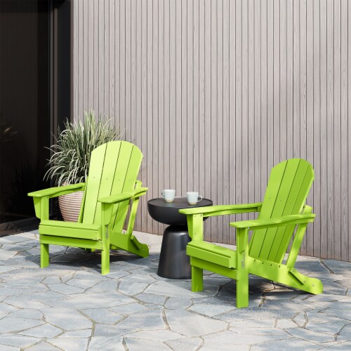 WestinTrends 2 Piece Set Outdoor Folding Poly Adirondack Chair Lime 1 Set Gerbes Super Markets