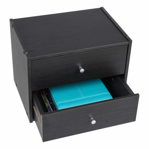 Iris Usa Tachi Modular Wood Stacking Storage Box With Drawer Black 1