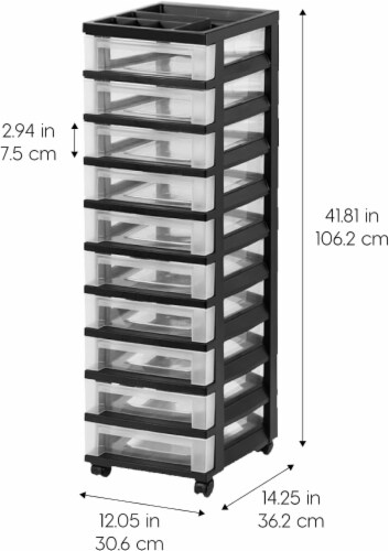 Iris Usa 10 Drawer Rolling Storage Cart With Drawers With Organizer Top