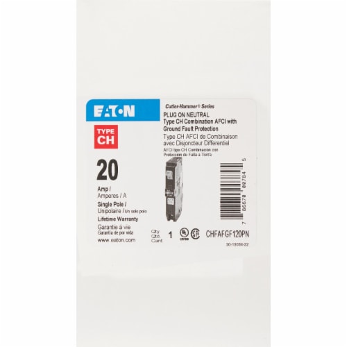 Eaton CH 20A Single-Pole AFCI/GFCI Circuit Breaker CHFP120DF, 1 - Kroger Eaton CH 20A Single-Pole AFCI/GFCI Circuit Breaker CHFP120DF, 1 - Kroger