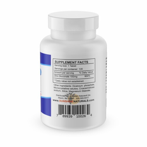 Sunshine Naturals Zinc Gluconate 100mg 120 Tabs 1 Kroger