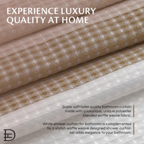 Dainty Home Striped Ombre Waffle Weave Textured Fabric Shower Curtain