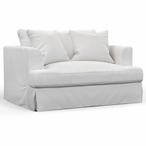 Slipcovered 52 Wide Chair A Half with Ottoman 2 Throw Pillows White 1 Fred Meyer
