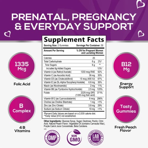 Natures Prenatal Multivitamin Gummy With Folic Acid Prenatal Vitamins