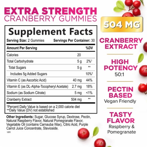 Cranberry Gummies Urinary Tract Health Gummy Vitamin C 60 Gummies 60 Gummies Kroger
