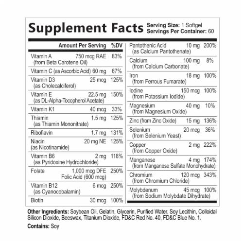 Multivitamin For Women With Iron Daily Vitamins For Womens Immune Support 60 Softgels 60