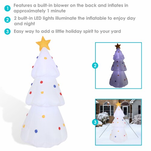 6 White Christmas Tree Inflatable Decoration Led Blow Up Outdoor Yard