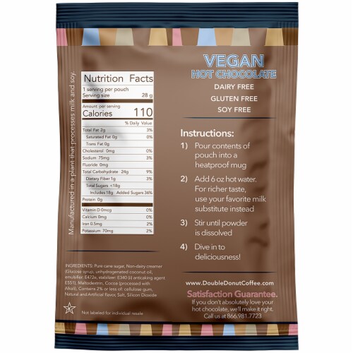 Double Donut Dairy Free Hot Chocolate Non Dairy Instant Vegan Hot Chocolate Packets 30 Count 30
