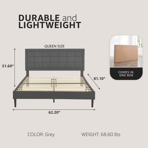 DeCoro Mornington Upholstered 2.0 Platform Full Size Bed Frame Queen Grey 1 Piece Ralphs