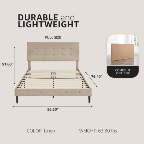 DeCoro Cambridge Upholstered Wooden Platform Bed Frame w Headboard Full Linen 1 Piece Fry s Food Stores