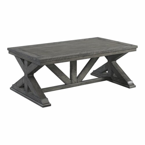Lane Furniture 7062 Old Forge Traditional Wood Trestle Cocktail Table in Gray 1 Kroger