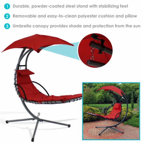 Sunnydaze Floating Lounge Chair with Umbrella Cushion and Stand 82 Foods Co