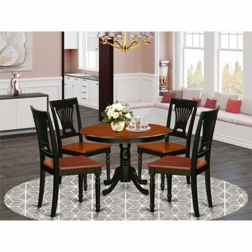 5 Pc set with Round Small Table 4 Wood Dinette Chairs in Black Cherry 1 Foods Co