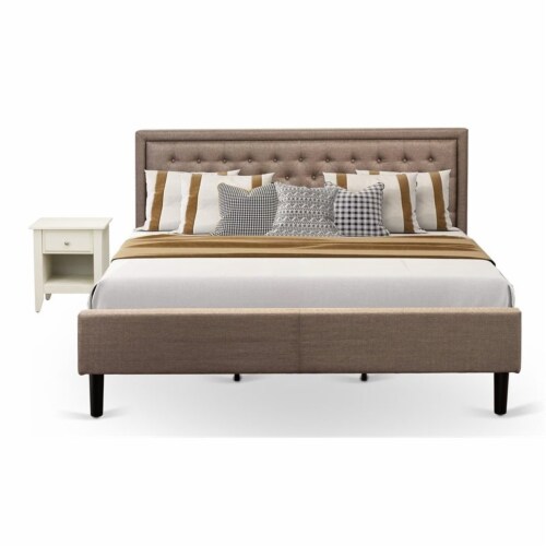 East West Furniture 2 piece Wood King Bedroom Set in Dark Khaki Brown Cream 1 Fred Meyer