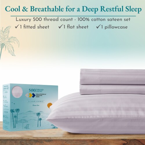 California Design Den Striped Sheet Set 500 Thread Count 100 Cotton
