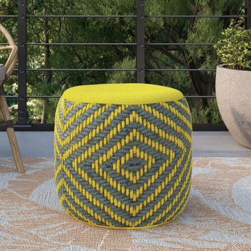 Kent Round Woven Pouf Indoor Outdoor 18In Waterproof Uv Resistant Durable Fabric Set of 1 Fred Meyer