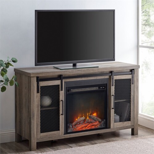 Rustic grey tv stand with fireplace store