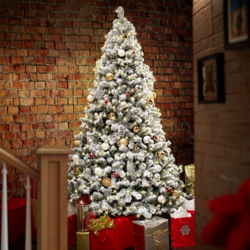 6FT Pre-Lit Snow-Flocked Pine Artificial Holiday Christmas Tree with ... 6FT Pre-Lit Snow-Flocked Pine Artificial Holiday Christmas Tree with ...