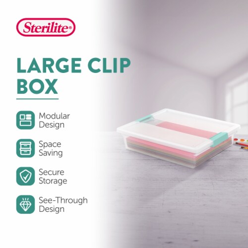 Sterilite Large Clear Plastic Stackable Storage Bin W Clear Latch Lid