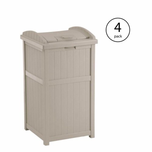 Suncast 30 33 Gallon Deck Patio Resin Garbage Trash Can Hideaway Taupe 4 Pack 4 Piece Fred Meyer