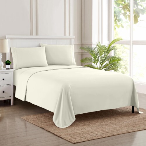 Sweet Home Collection 4 Piece Luxury Microfiber Sheet Set RV Short Queen Ivory RV Short Queen Fry s Food Stores