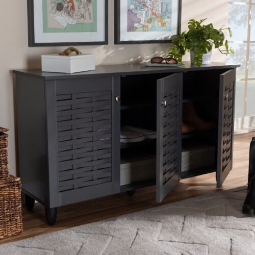 Baxton Studio Winda Modern Dark Gray 3 Door Wooden Entryway Shoe Storage Cabinet One Size Fry s Food Stores