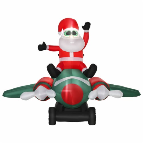 7 3ft Long Christmas Inflatable Santa Claus Flying Airplane Outdoor