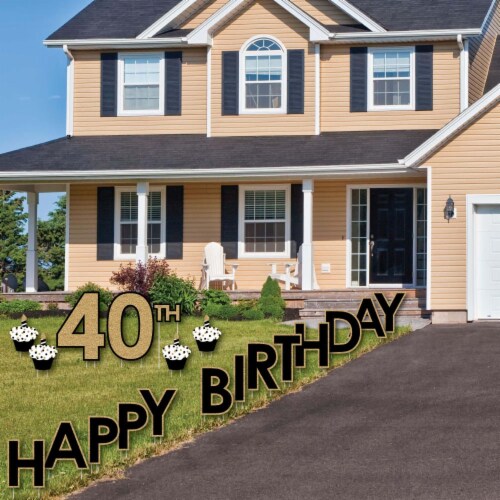 Big Dot Of Happiness Adult 40th Birthday Gold Lawn Decor Happy