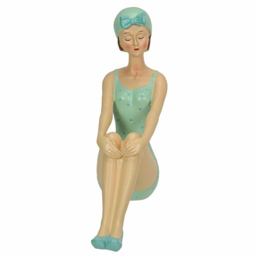 Fancy That Retro Bathing Beauty Beach Girl Green Polka Dot Swimsuit